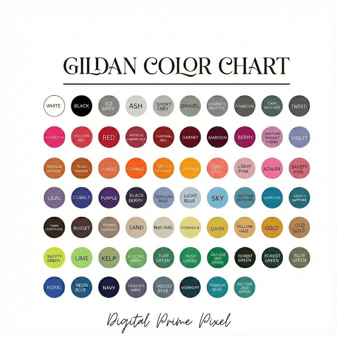 Gildan Color Chart | PDF PNG | Gildan 5000 Color Chart | Gildan 18000 ...