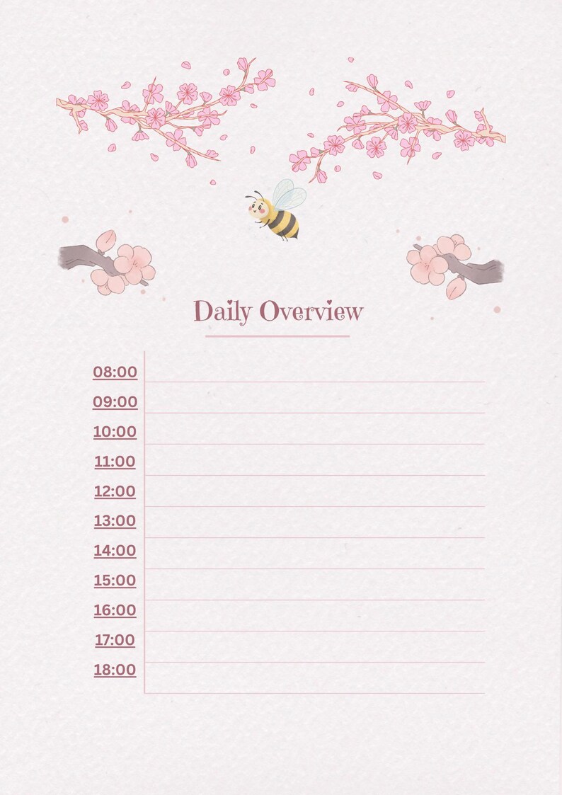 Daily Planner Printable | Floral Pink Planner | A4 Digital Planner ...