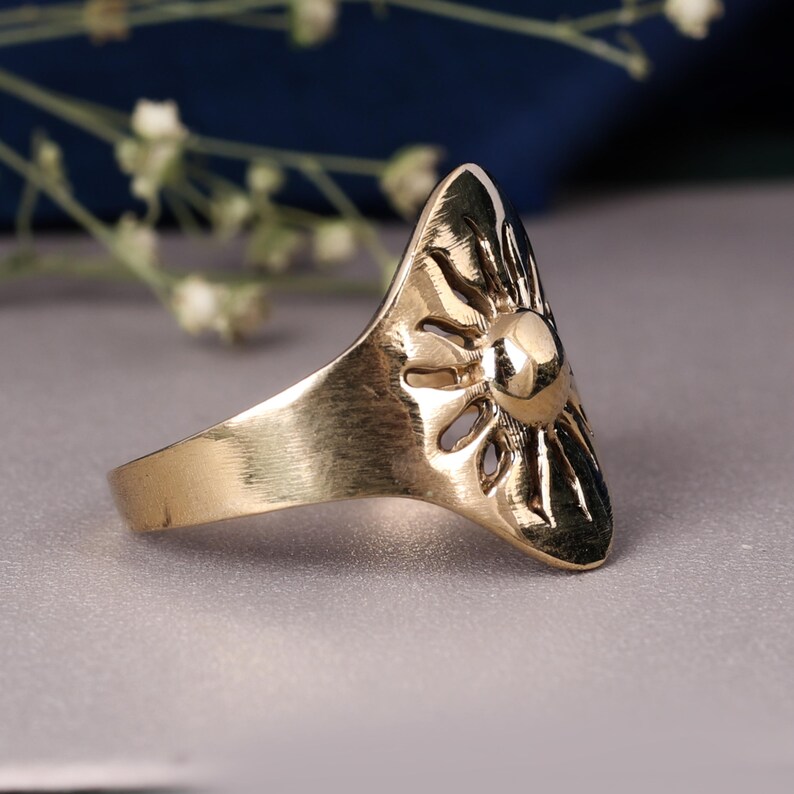 Handmade Gold Sun Ring, Celestial Solar Statement Ring, Minimal ...