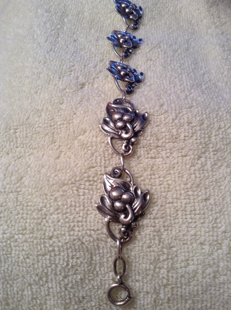 Max Rieg Vintage Sterling Silver Grape Leaf Pattern Bracelet. - Etsy