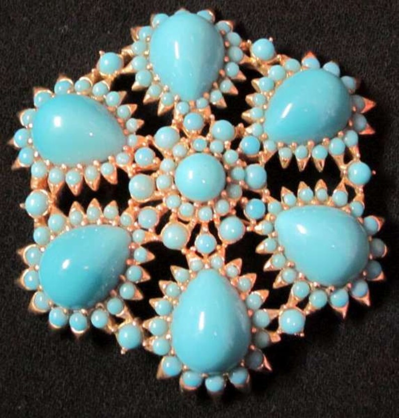 Ciner Vintage Turquoise color Brooch | Etsy