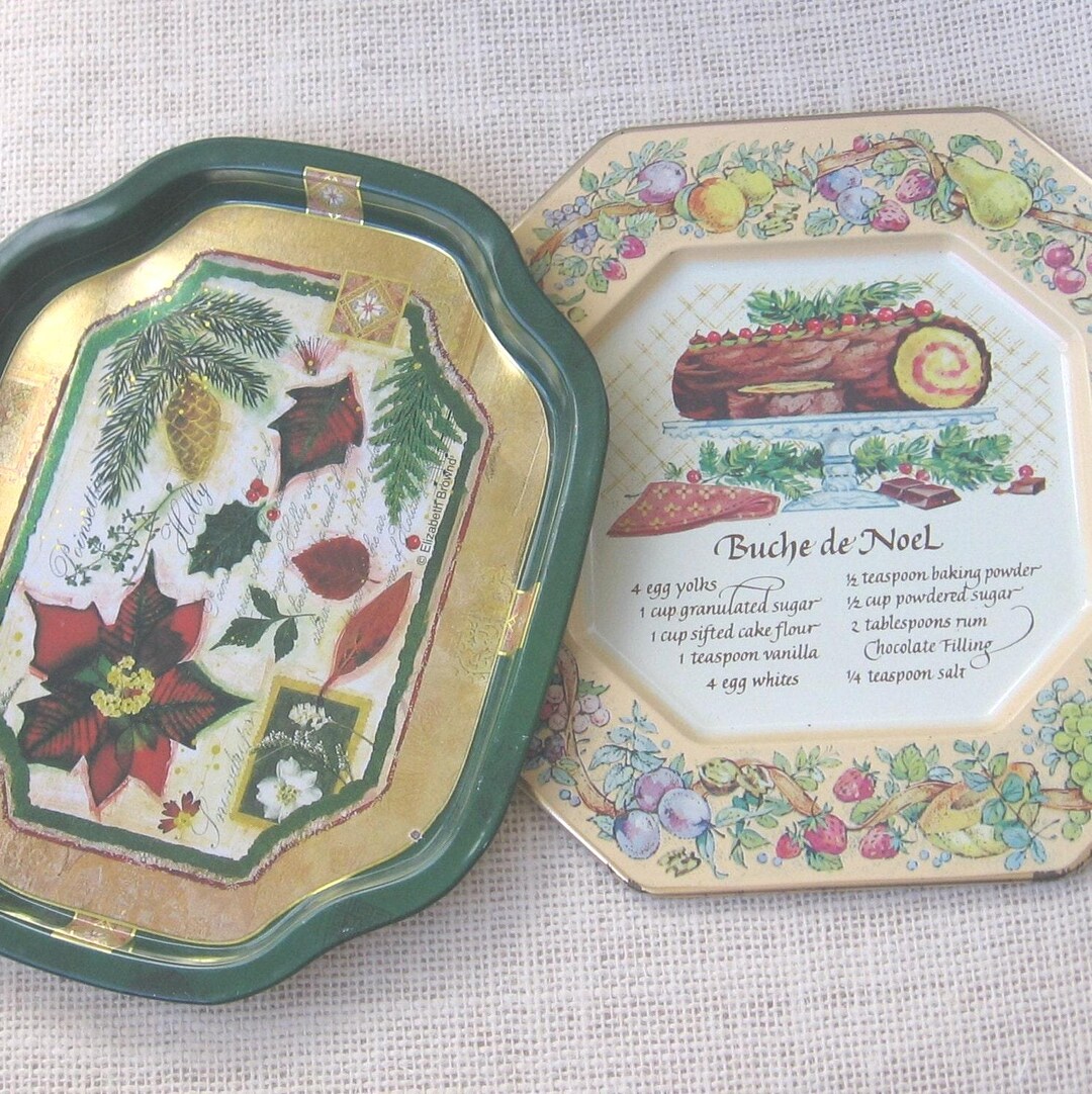 Vintage Small Christmas Tin Trays, Avon Recipe Tray & Elizabeth Brownd ...