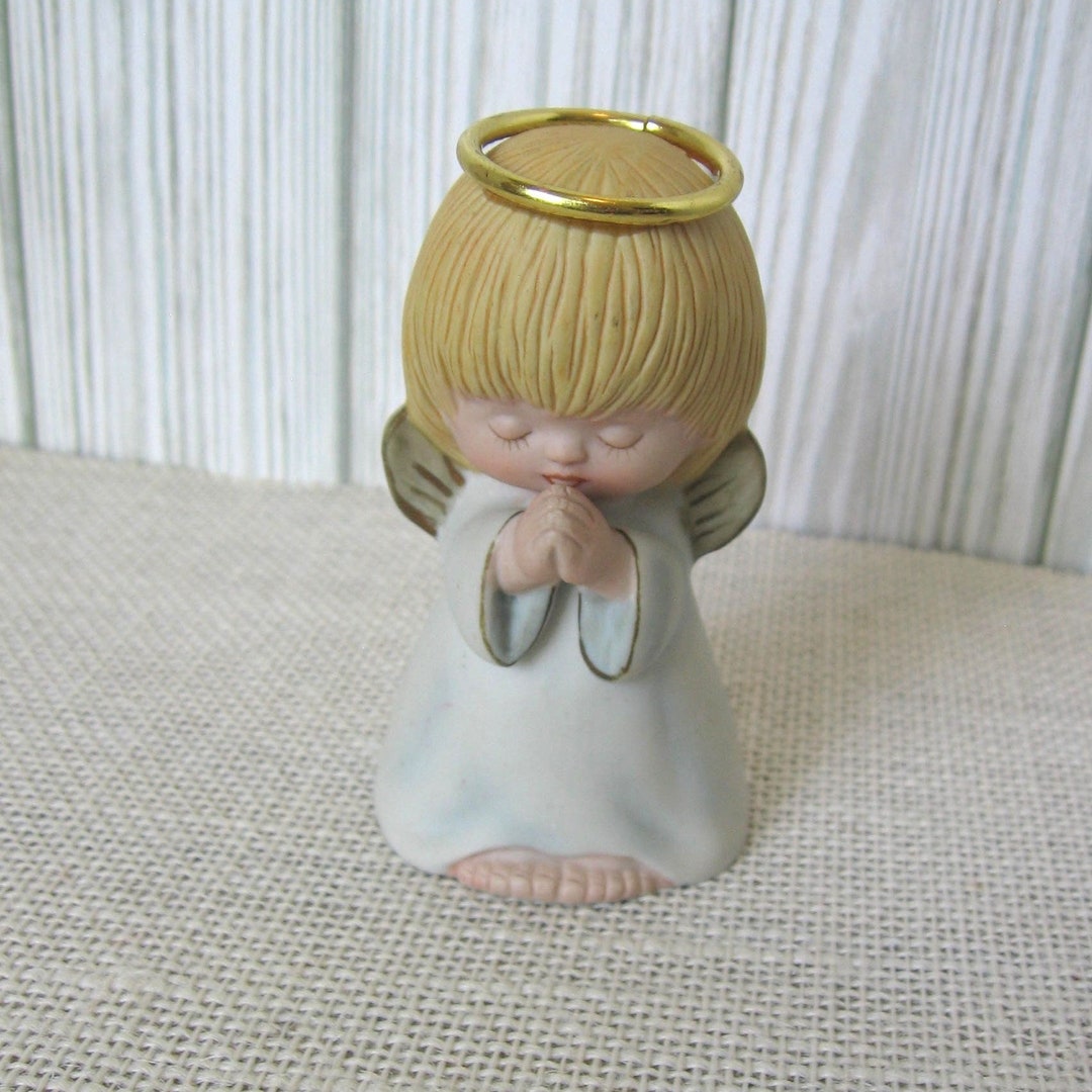 Vintage Ceramic Praying Angel Bell Figurine, Hallmark Collectible, 3 3/ ...