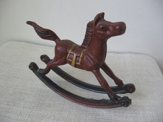 Red and Gold Cast Iron Rocking Horse / Heavy Metal Horse Home - Etsy