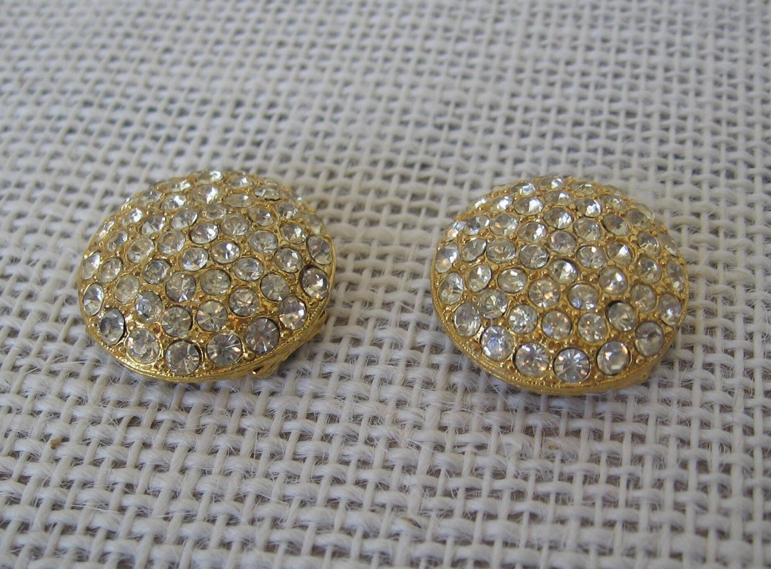Vintage Gold Round Rhinestone Box Clasps by Celebrity of NY, Lot of 2 ...