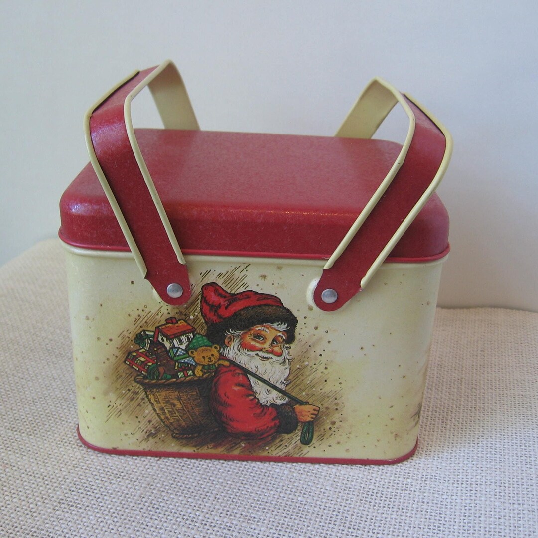 Vintage Christmas Tin With Handles, Potpourri Press Santa and Toys ...