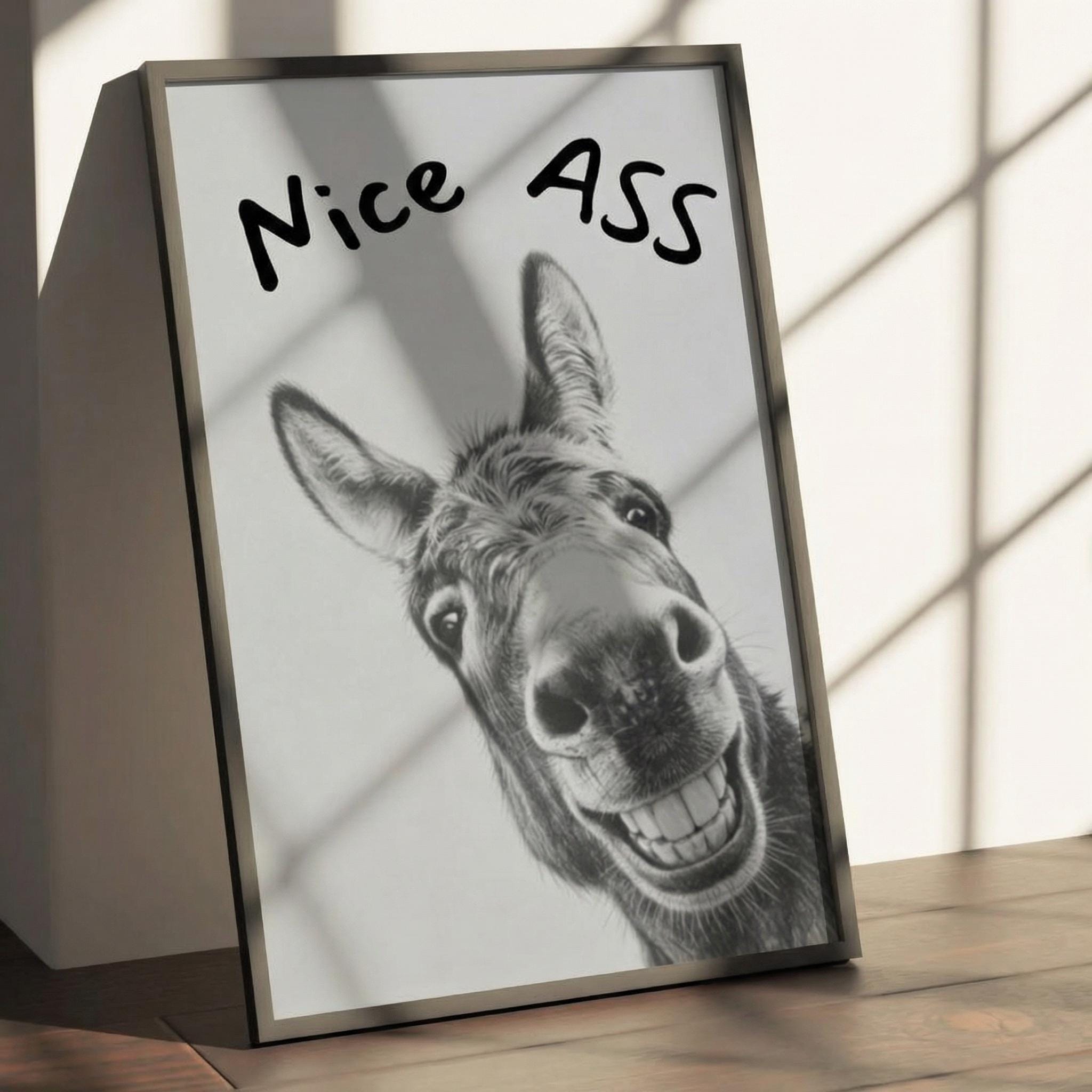 Funny Donkey "nice Ass" Poster - Bathroom Print Similar to "nice Bum ...