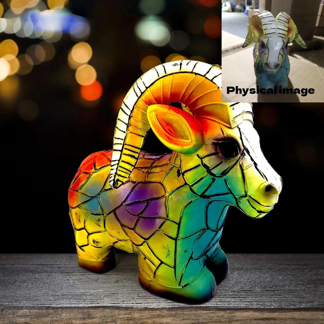 Goat-shaped Resin Table Lamp – Animal Night Light, Decorative Home ...