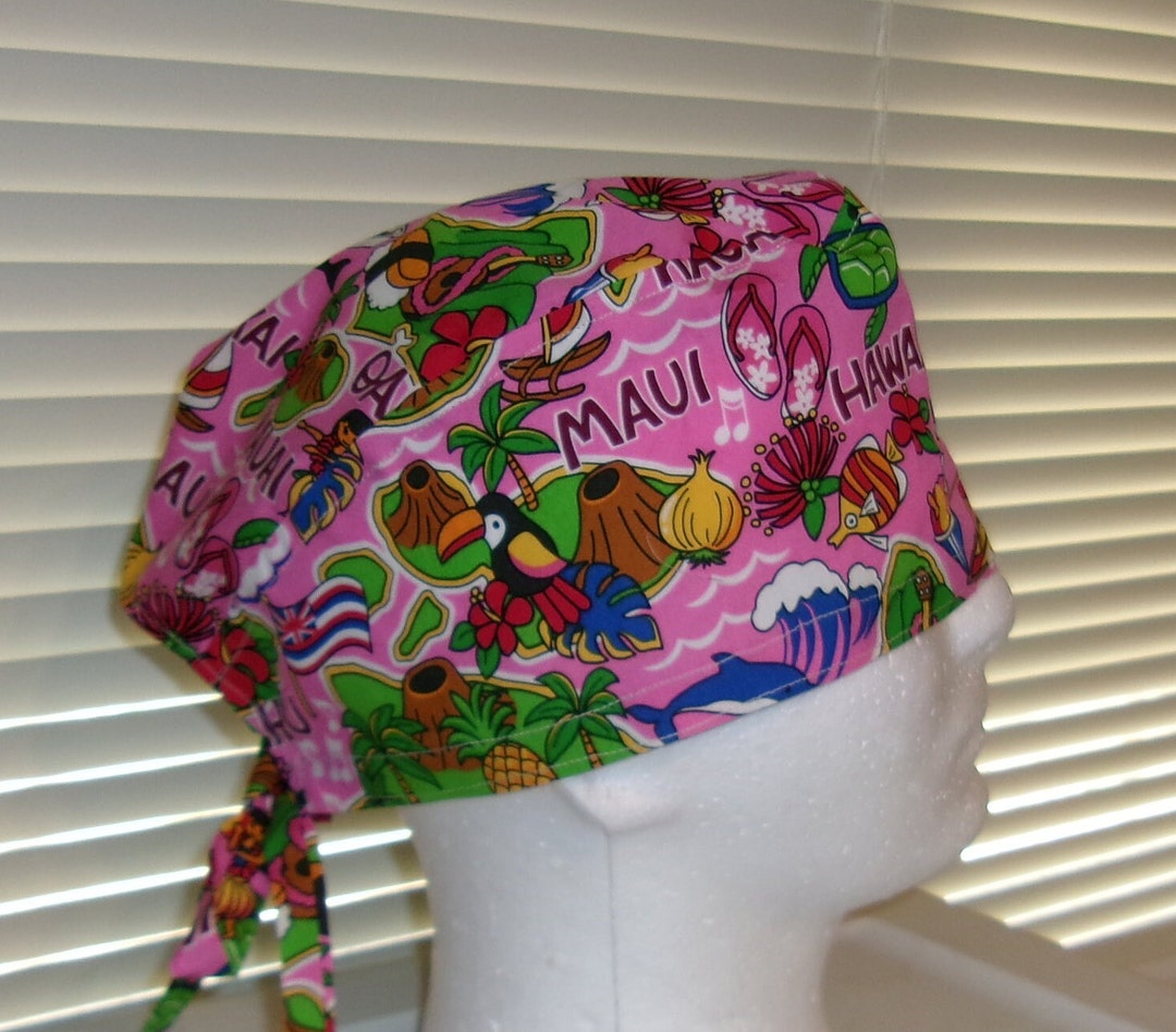 Hawaiian Island Scrub Cap, Surgical Cap, Chemo Cap, Headwear - Etsy