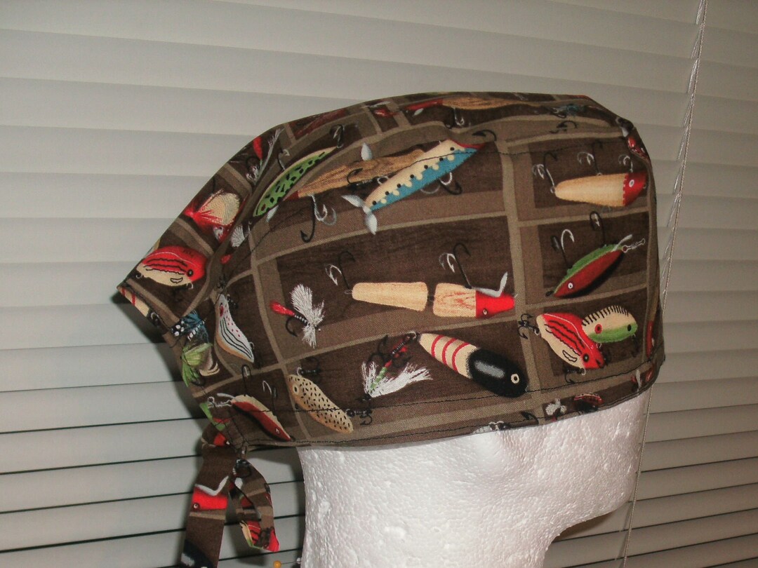 Fishing Lures Scrub Cap, Surgical Cap, Chemo Cap, Headwear - Etsy España