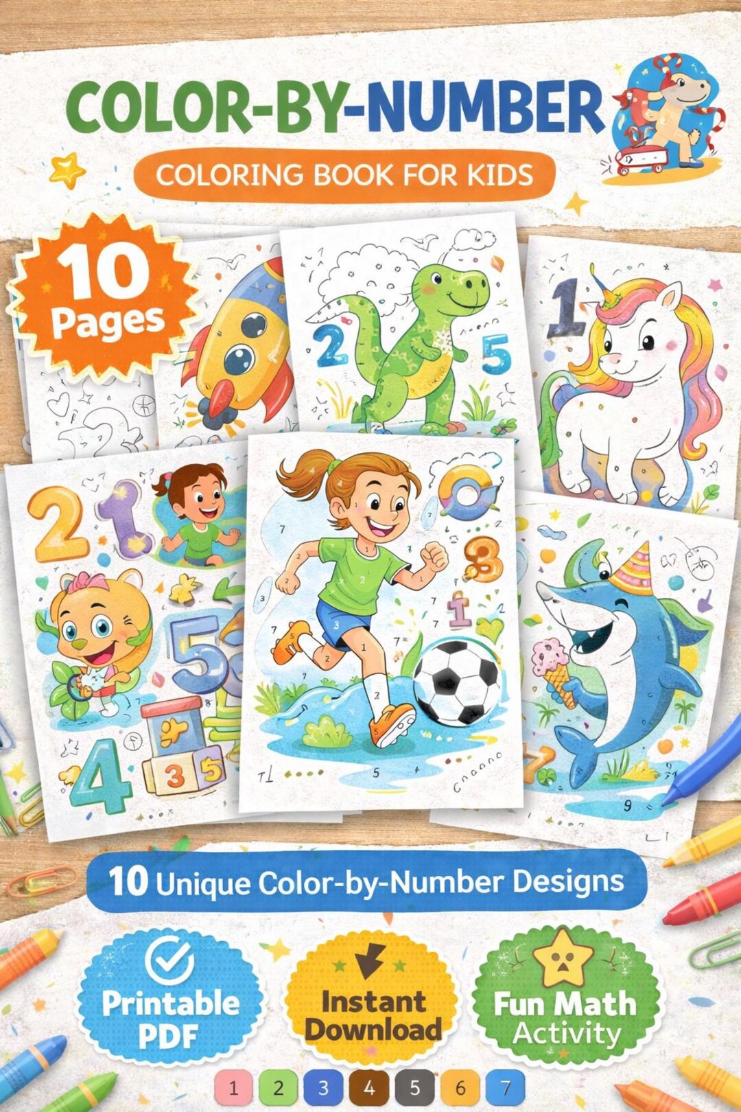 Color by Number Coloring Book for Kids – Printable PDF Pages - Etsy Canada
