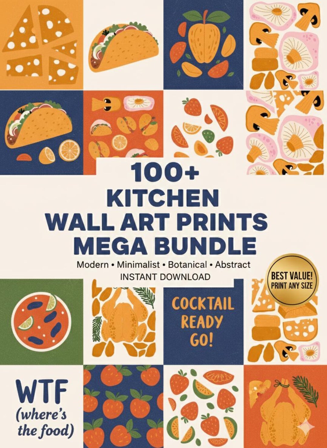 100+ Kitchen Wall Prints Food Wall Art Bar Cart Prints Food Painting ...
