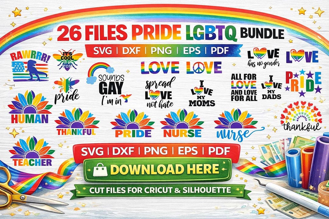 26 Pride SVG Bundle | LGBTQ Cut Files | Gay Pride Svg Png Dxf Eps PDF ...