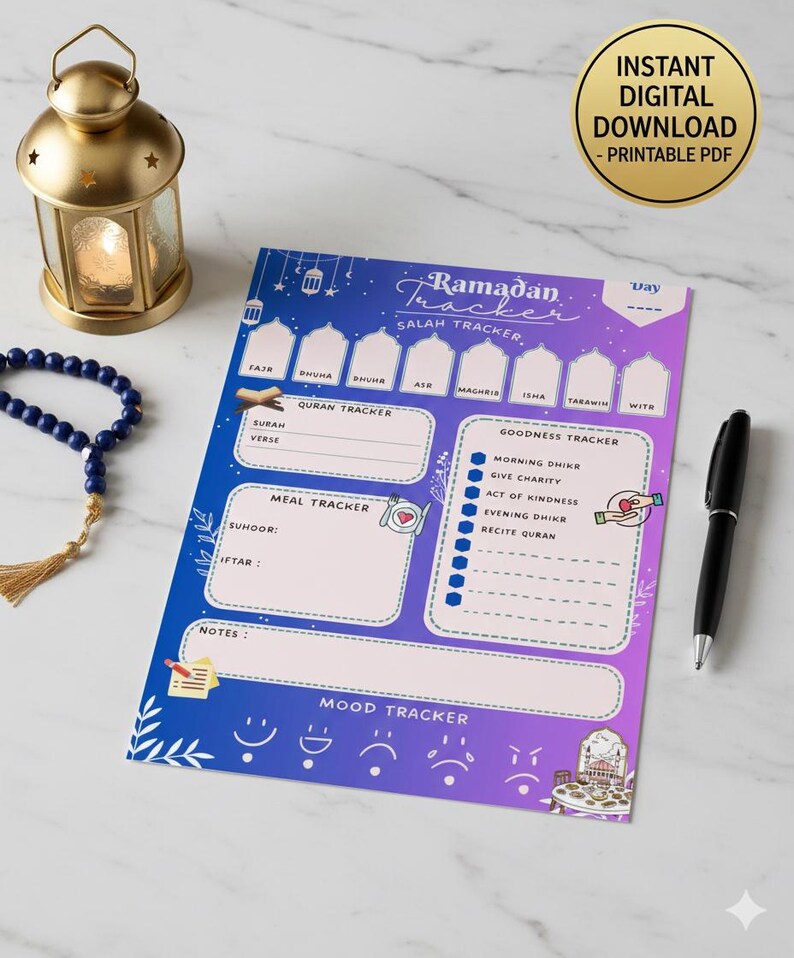 Ramadan Tracker Printable – Daily Salah, Quran & Good Deeds Planner PDF ...
