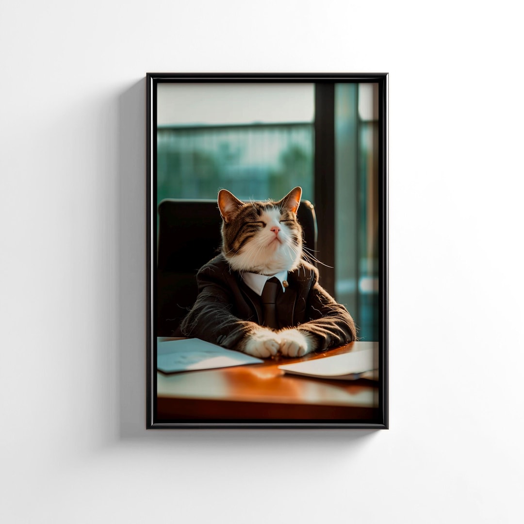 CEO Cat Digital Print | Instant Download | Business Tabby Wall Art ...