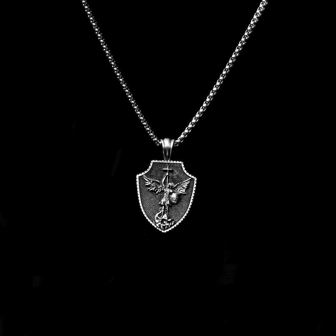 Archangel Saint Michael Silver Medallion, Orthodox Shield Archangel ...