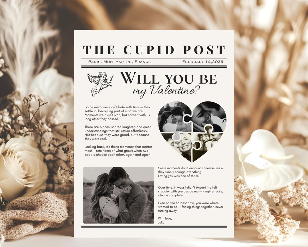 Valentines Cupid Post Newspaper - Custom Valentine Newspaper Template ...