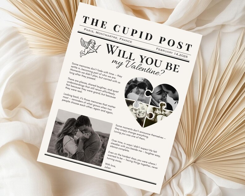 Valentines Cupid Post Newspaper - Custom Valentine Newspaper Template ...