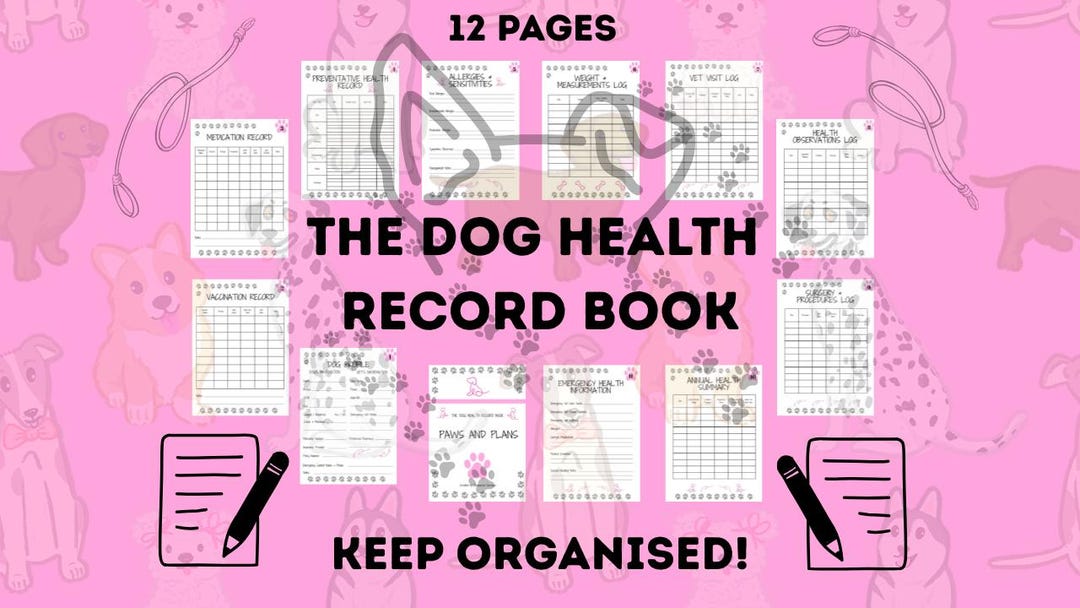 Dog Health Record Book Printable | Vet Visit Tracker (PDF Download) - Etsy