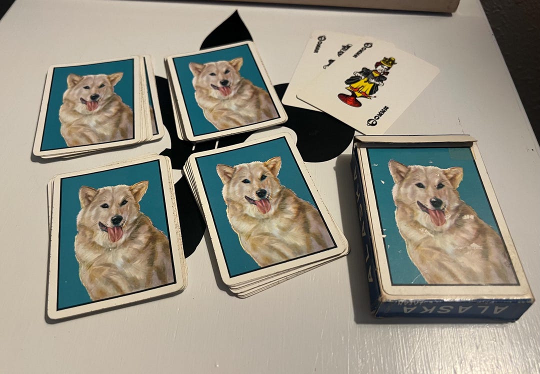 Alaska Souvenir Playing Cards With Husky Illustration | Mid-century ...