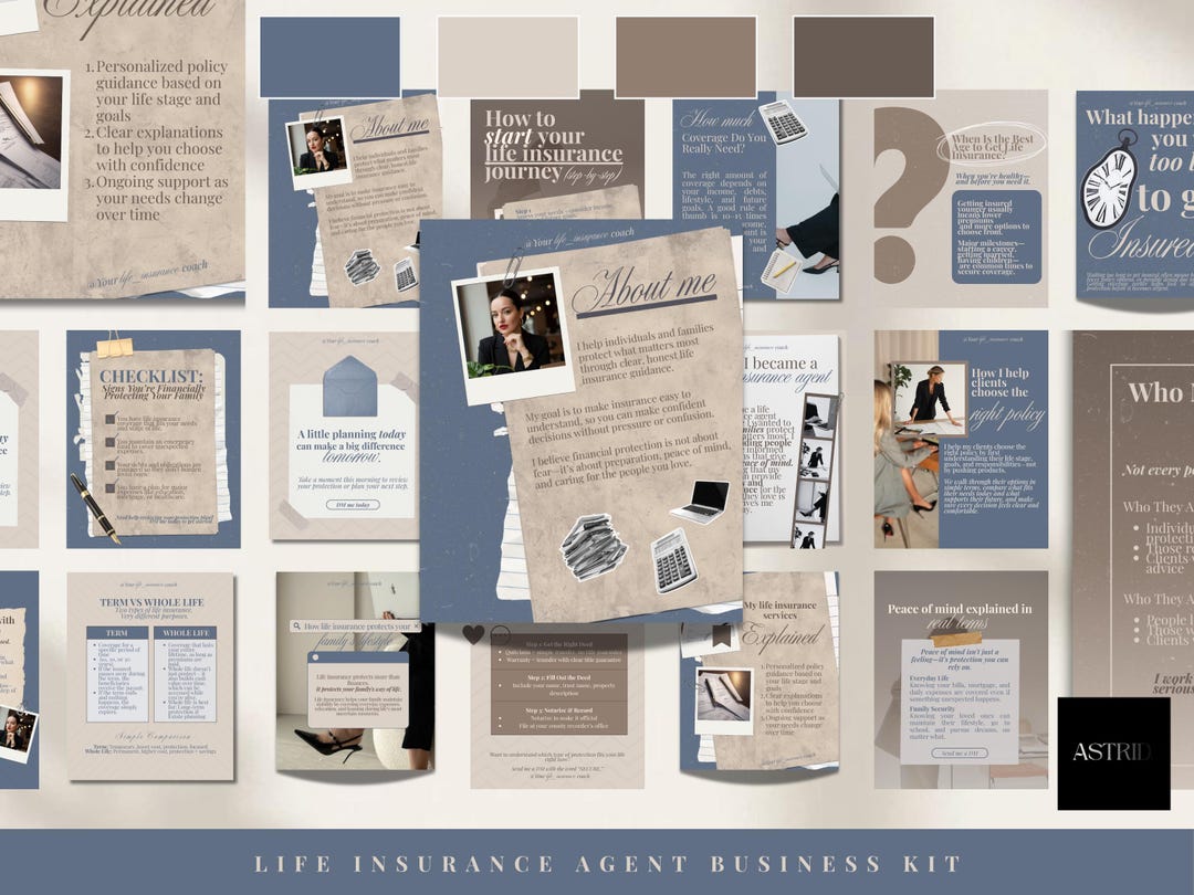 Life Insurance Agent Business Kit Instagram Templates Bundle 25 Posts ...