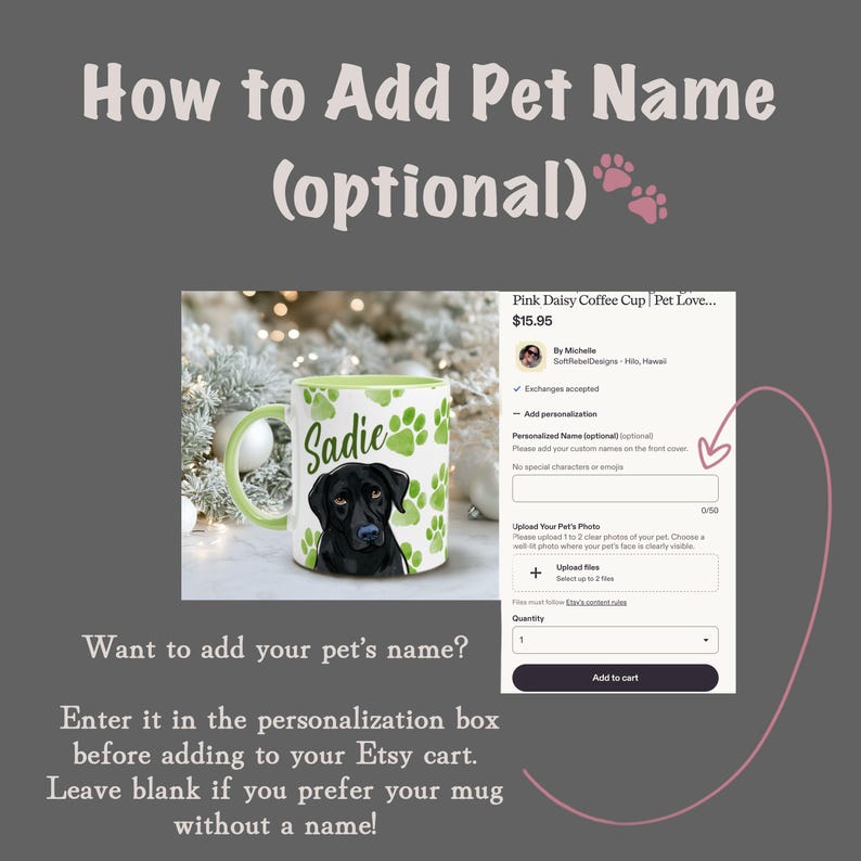 Personalized Pet Mug With Photo and Name | Custom Dog Mug | Green Paw ...