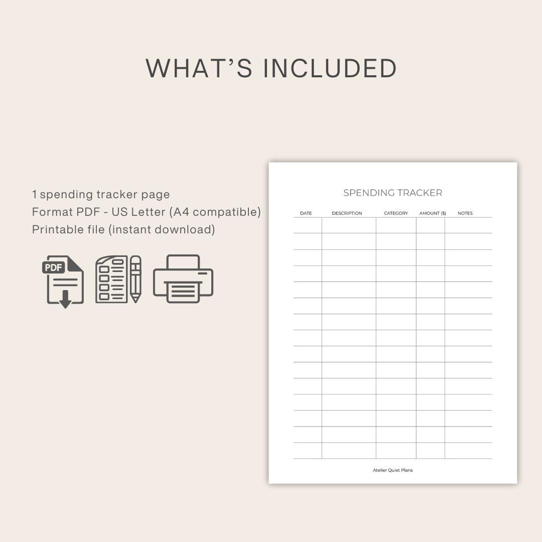 Minimal Spending Tracker | Printable PDF | Simple Expense Tracker ...