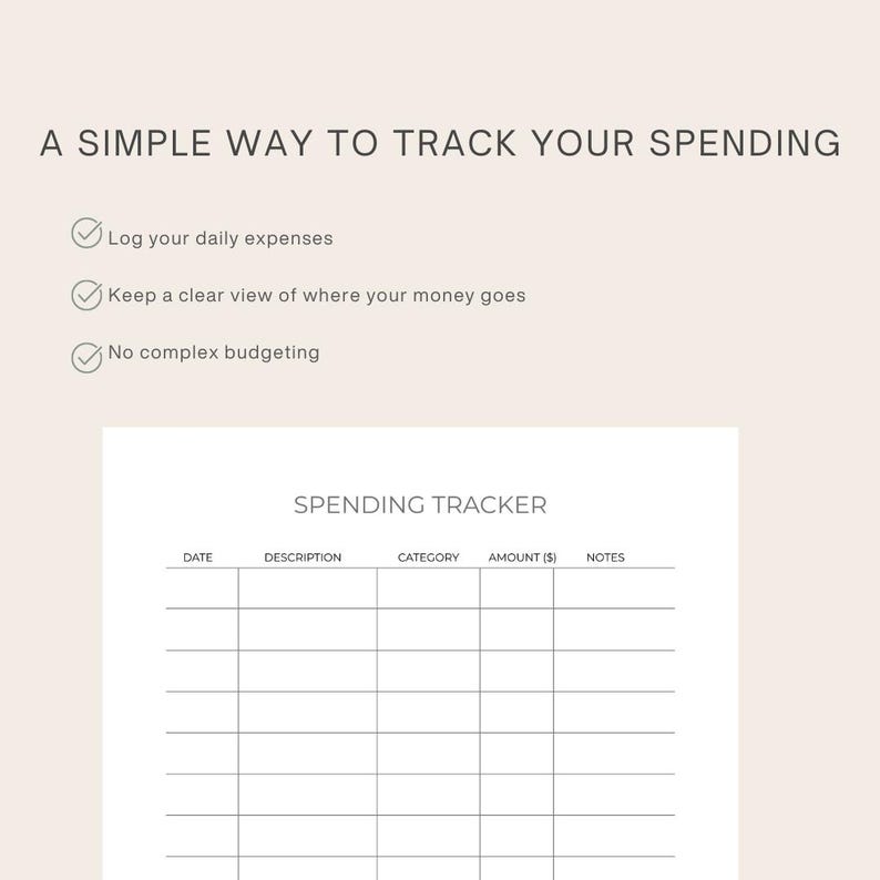 Minimal Spending Tracker | Printable PDF | Simple Expense Tracker ...