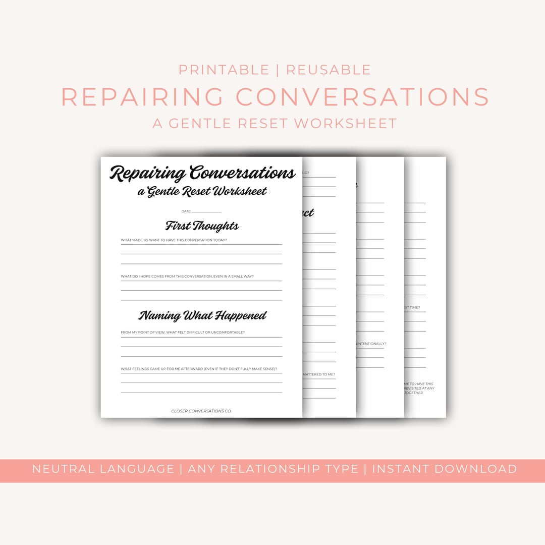 Repairing Conversations Worksheet | Gentle Communication Reset for ...