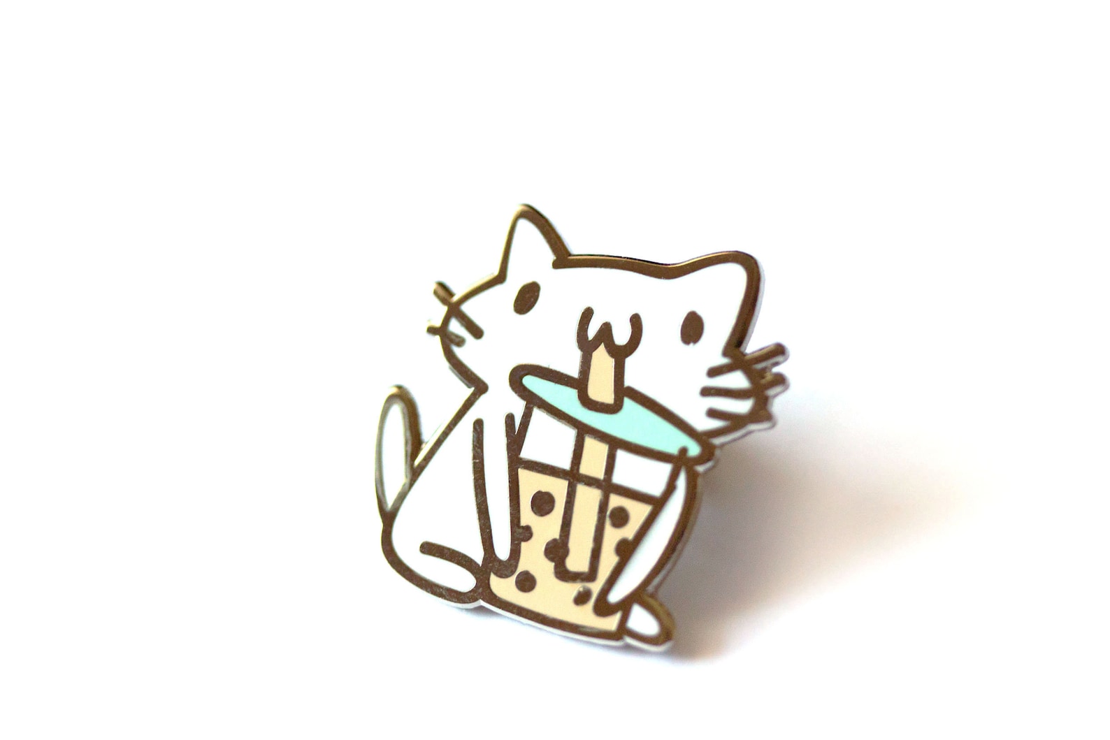 Boba Squiggle Cat Enamel Pin Boba Cat Boba Pin - Etsy