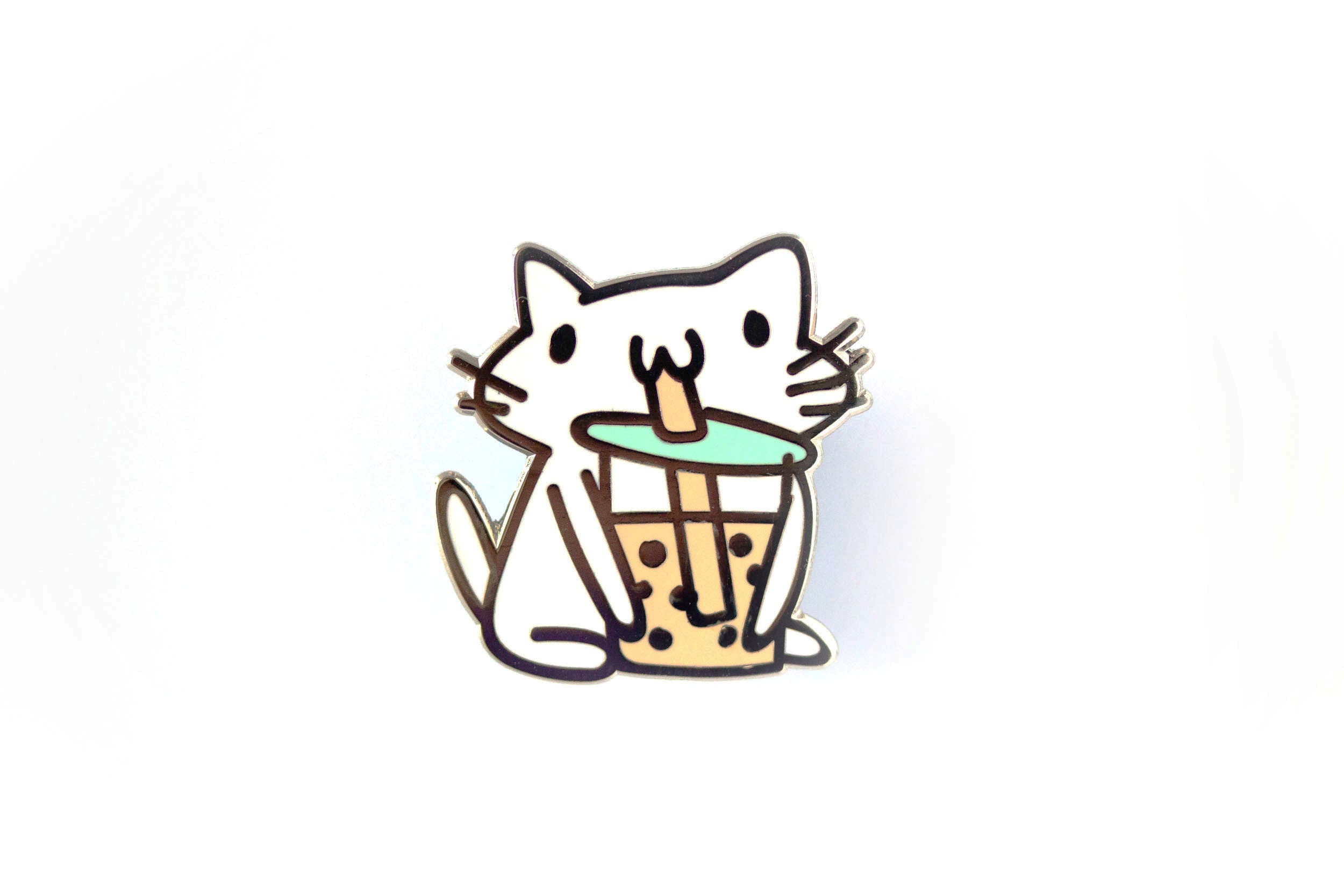Boba Squiggle Cat Enamel Pin Boba Cat Boba Pin | Etsy