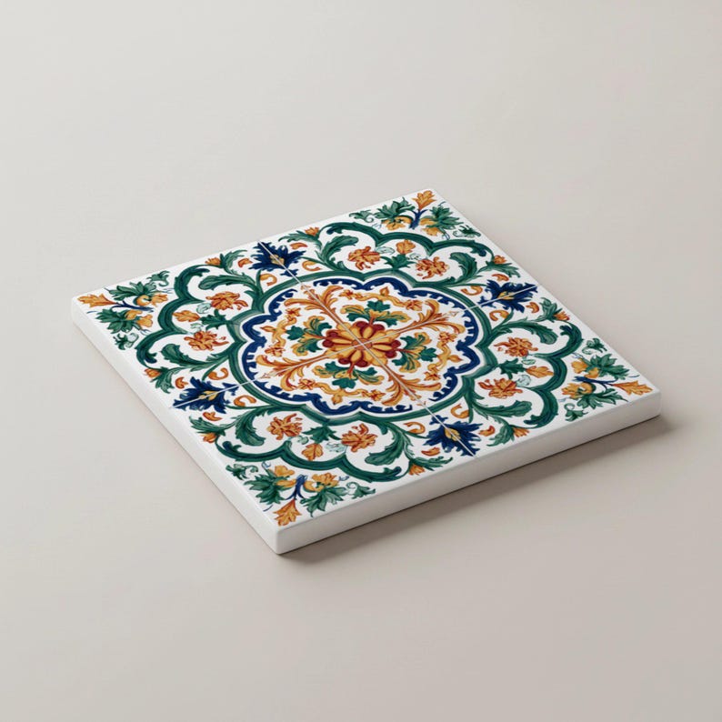 Mediterranean Tile Ceramic Coasters | Azulejo Style Coaster Set ...