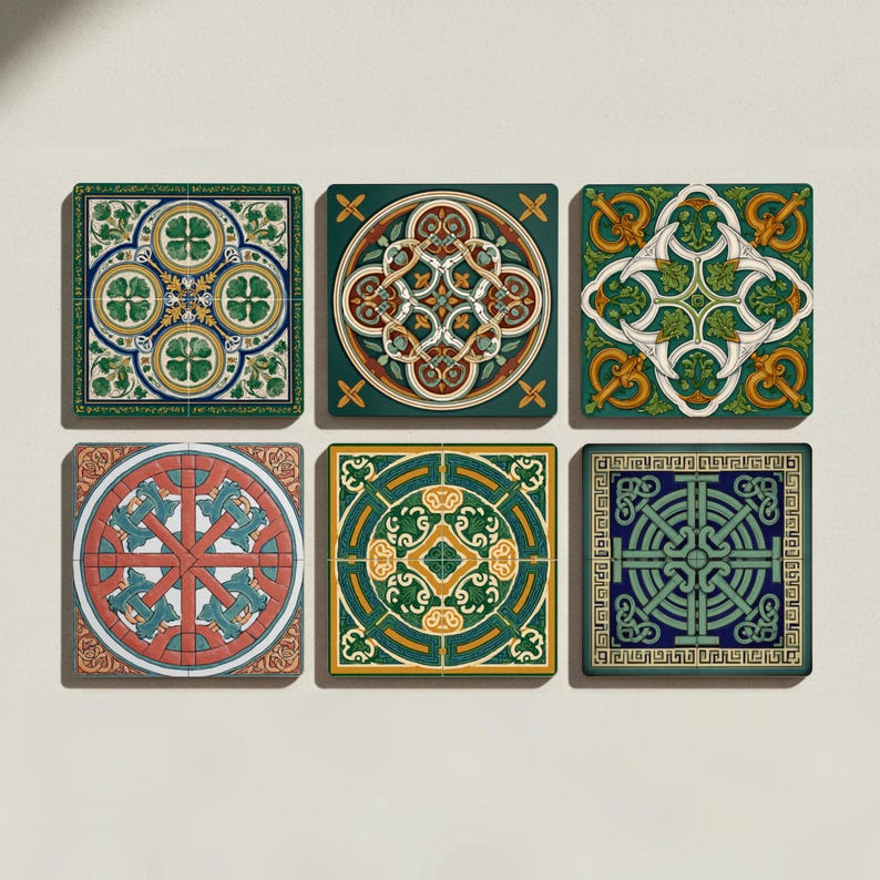 Medieval Ceramic Tile Coasters – Romanesque Celtic Art, Set of 6 - Etsy