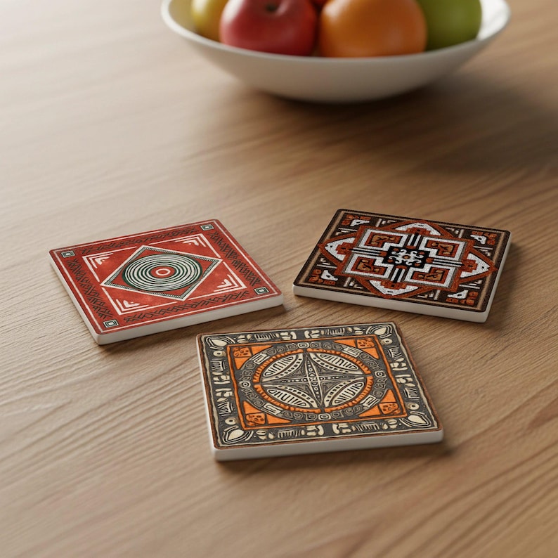 Kenyan Rift Valley Earthen Geometry – Architectural Clay Tile Coasters ...