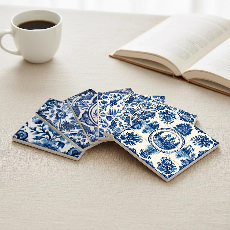 Delft Tile Coasters – Dutch Golden Age Blue and White Ceramic - Etsy