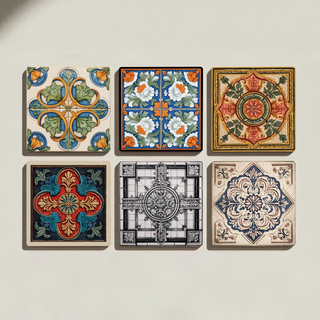 Renaissance Maiolica Ceramic Coaster Set – Italian Tile Coasters With ...