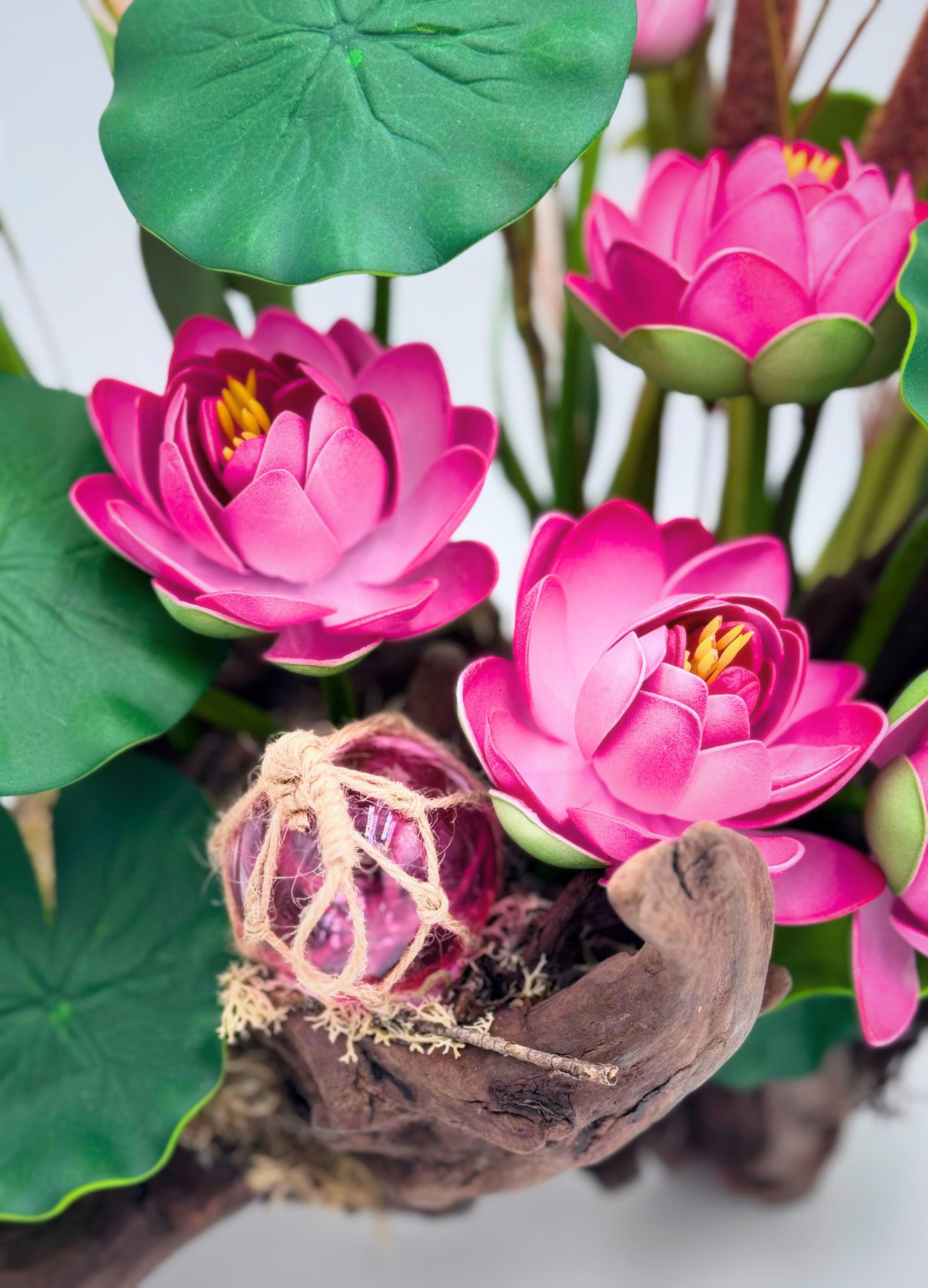 The 'bethany' ~ Real Touch Lotus on Malaysian Driftwood Arrangement - Etsy