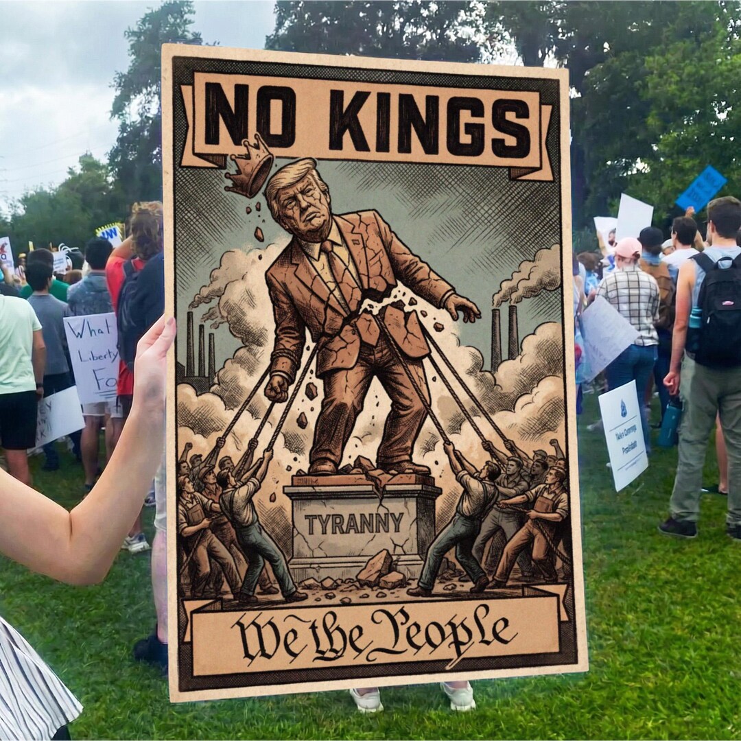 No Kings - We the People | Toppling Trump Statue - Fight Tyranny ...