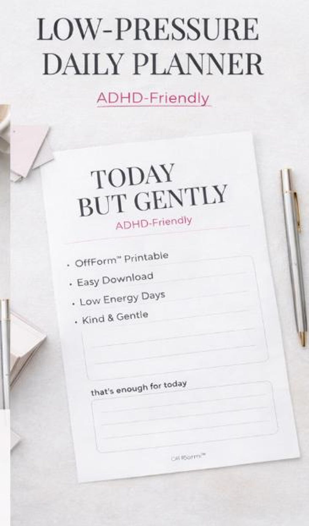 ADHD Friendly Daily Planner, Gentle Minimal A4 Printable (PDF Download ...
