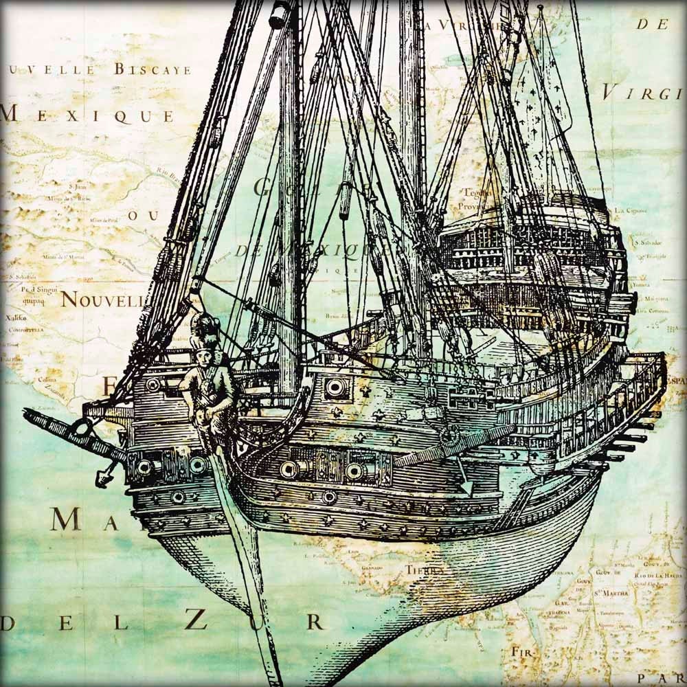 Antique Map Ship Print, Vintage Nautical Chart Art - Etsy