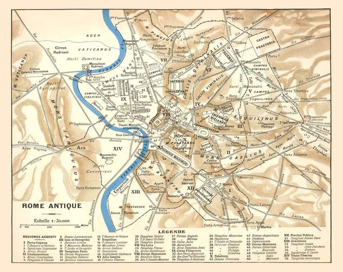 Ancient Rome Map, Roman Wall Art, Rome Lovers Gifts, Rome Italy Map ...