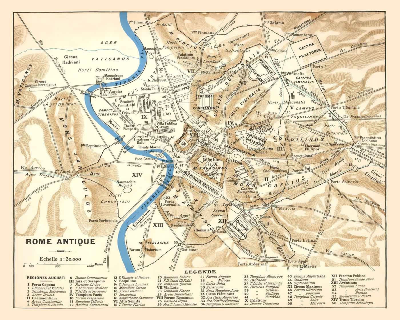 Art & Collectibles Giclée fine reproduction Old map of Ancient Rome ...