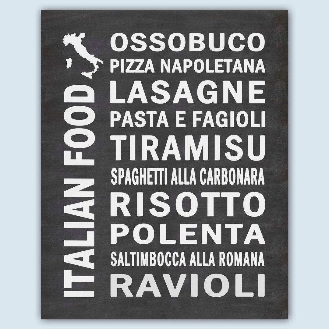 Italian Food Poster, Italy Kitchen Gifts, Italian Home Decor - Etsy