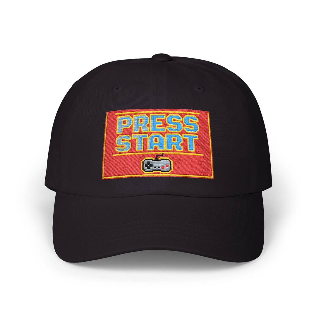Press Start Embroidered Patch Cap | Classic Dad Cap - Etsy