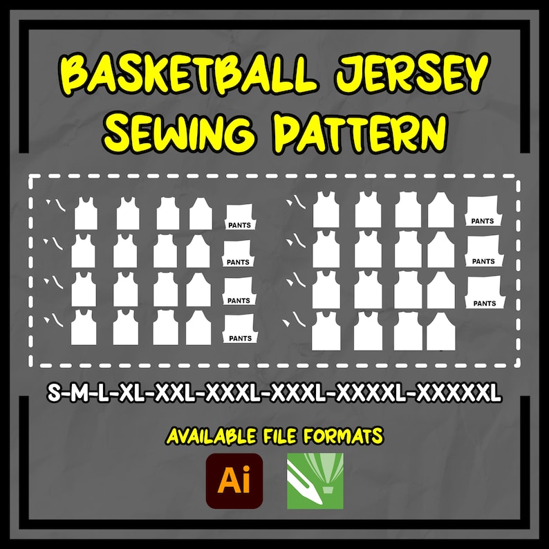 Basketball Jersey Sewing Pattern | Size Available S-XXXXL | Coreldraw ...