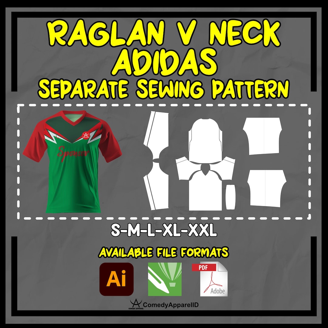 Raglan V Neck Jersey Sewing Pattern | Sports Shirt Template | Soccer ...