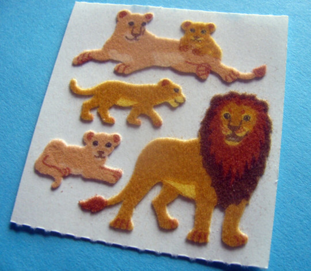 Vintage Sandylion Fuzzy Lions Sticker Mod - 80's Lion Tiger Cub Lioness ...