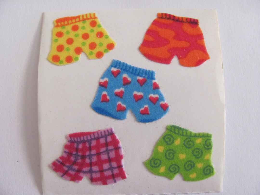 Vintage Sandylion Fuzzy Patterned Boxer Shorts Stickers - 80's Striped ...