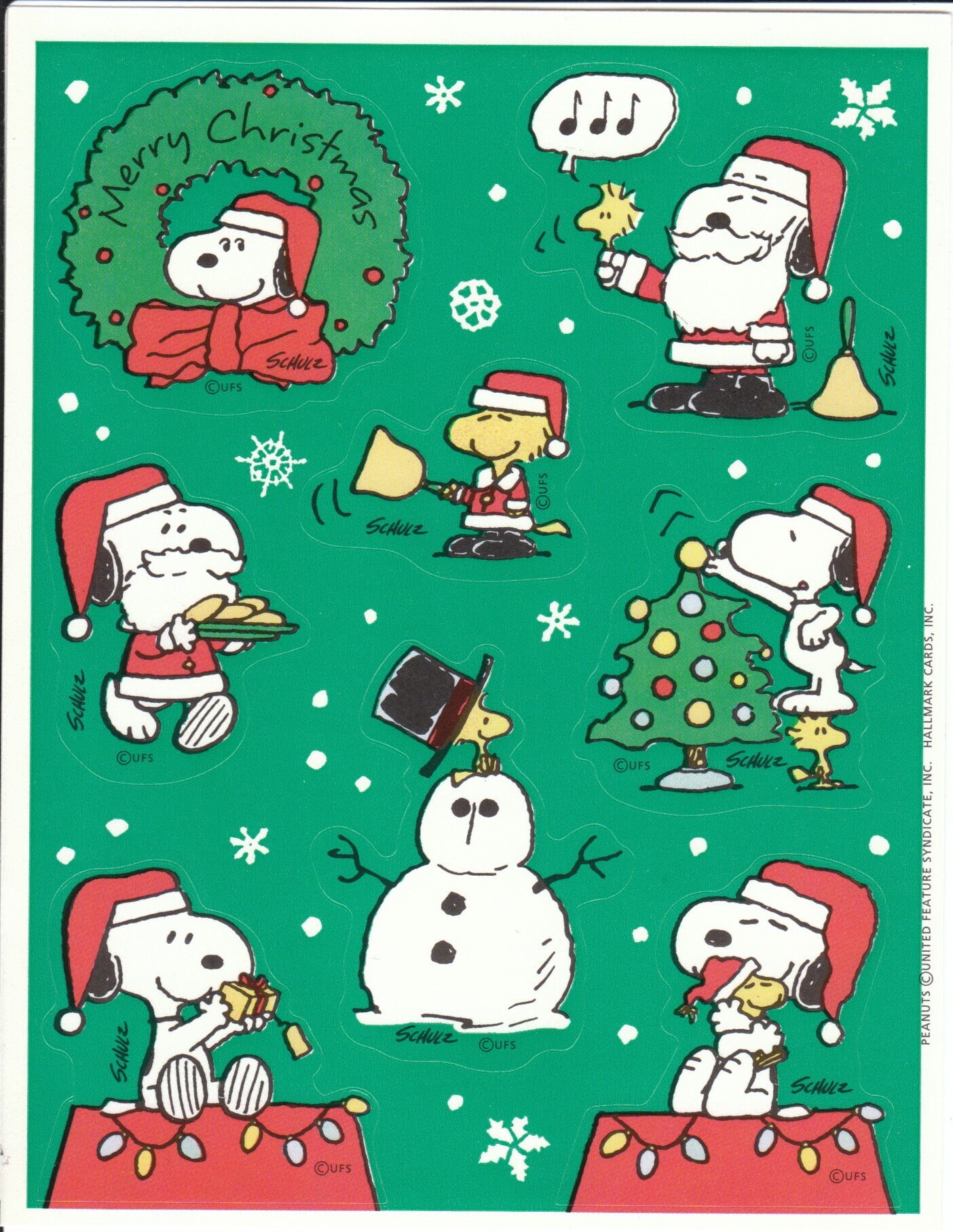 Snoopy Christmas Vintage Hallmark Peanuts Sticker Sheet - Etsy