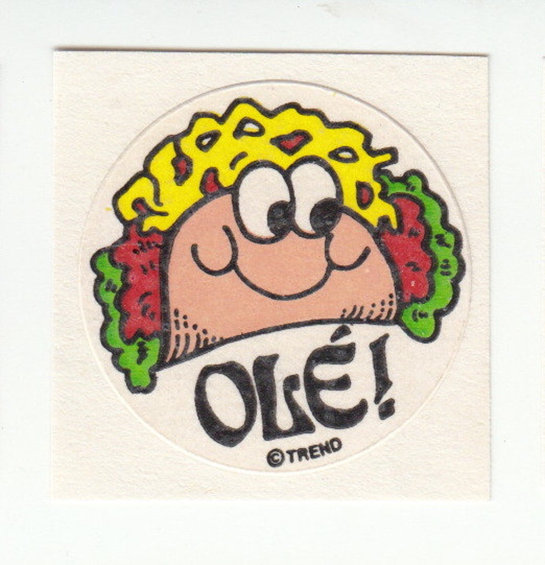 Rare Vintage Trend Matte Scratch and Sniff Taco Sticker - 80's Ole ...